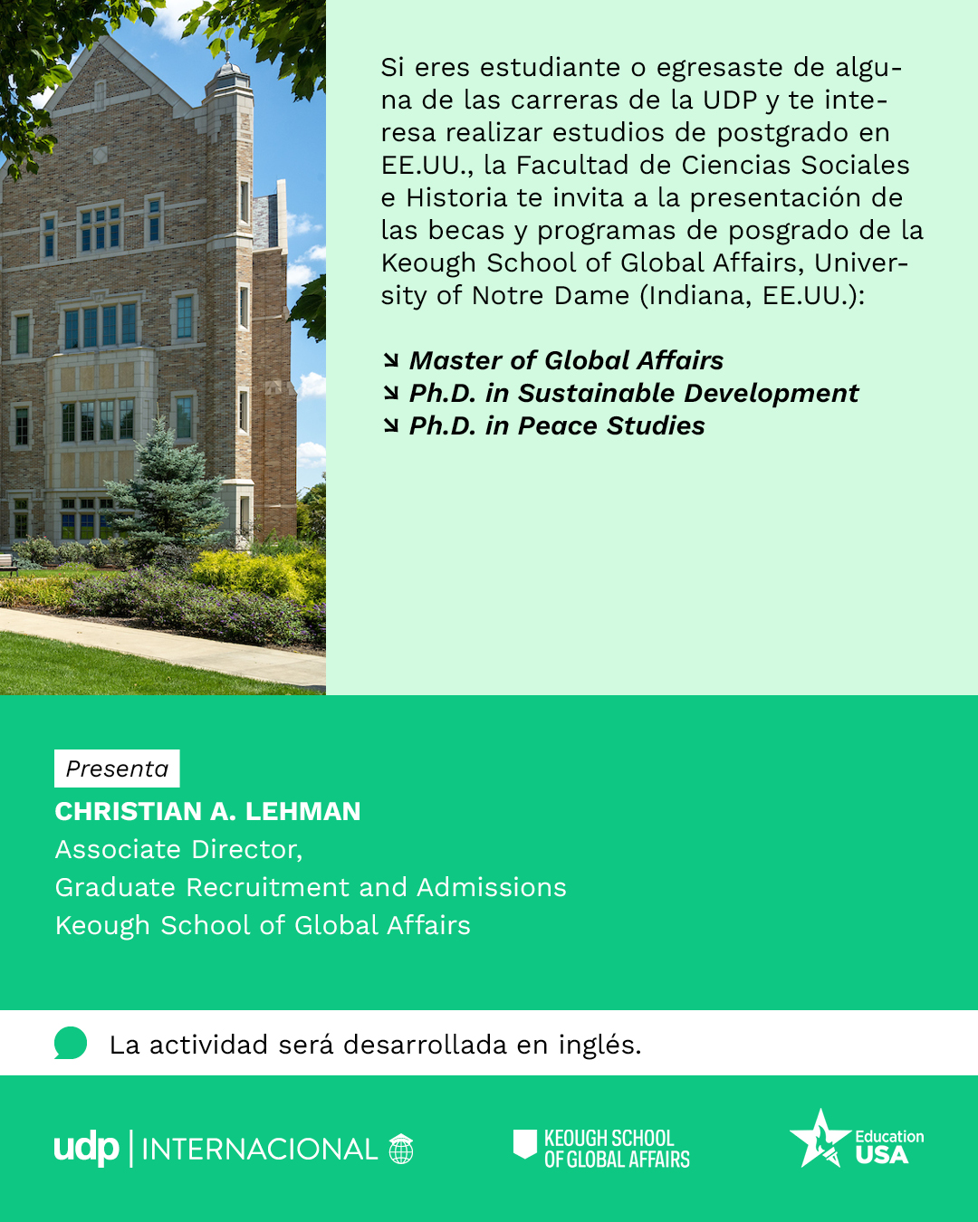 Presentación de Postgrados y Becas de la Keough School of Global Affairs – Facultad de Ciencias ...